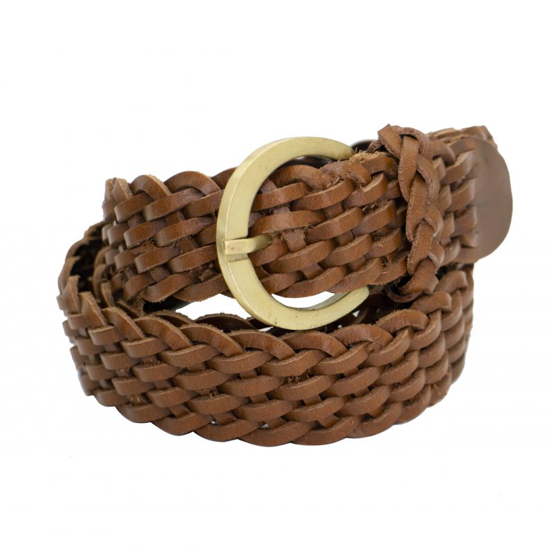 Buy 32mm Full Grain Braided Tan Leather Belt Online in Australia