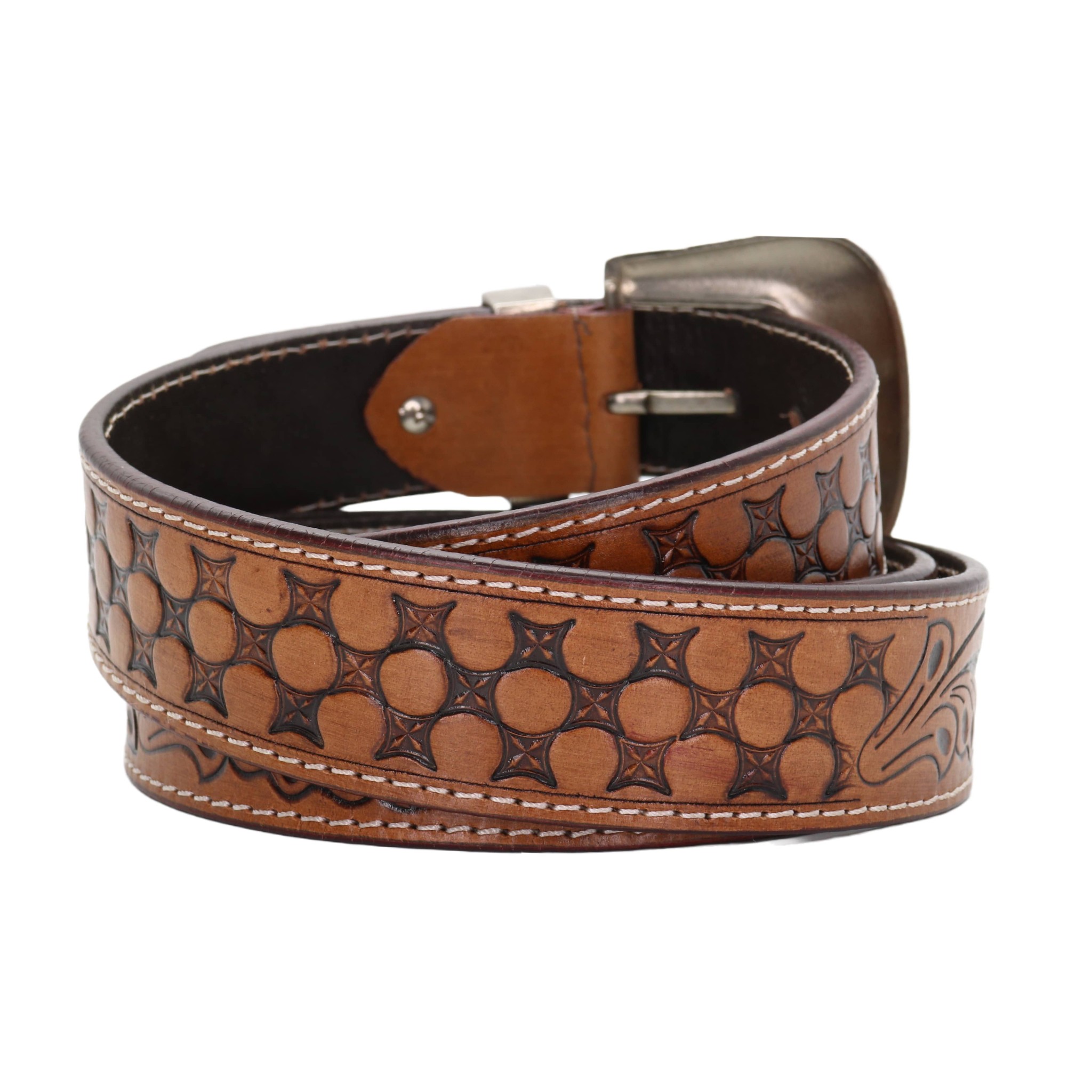 Buy 39mm Full Grain Leather Clydesdale Tan Leather Western Belt with ...