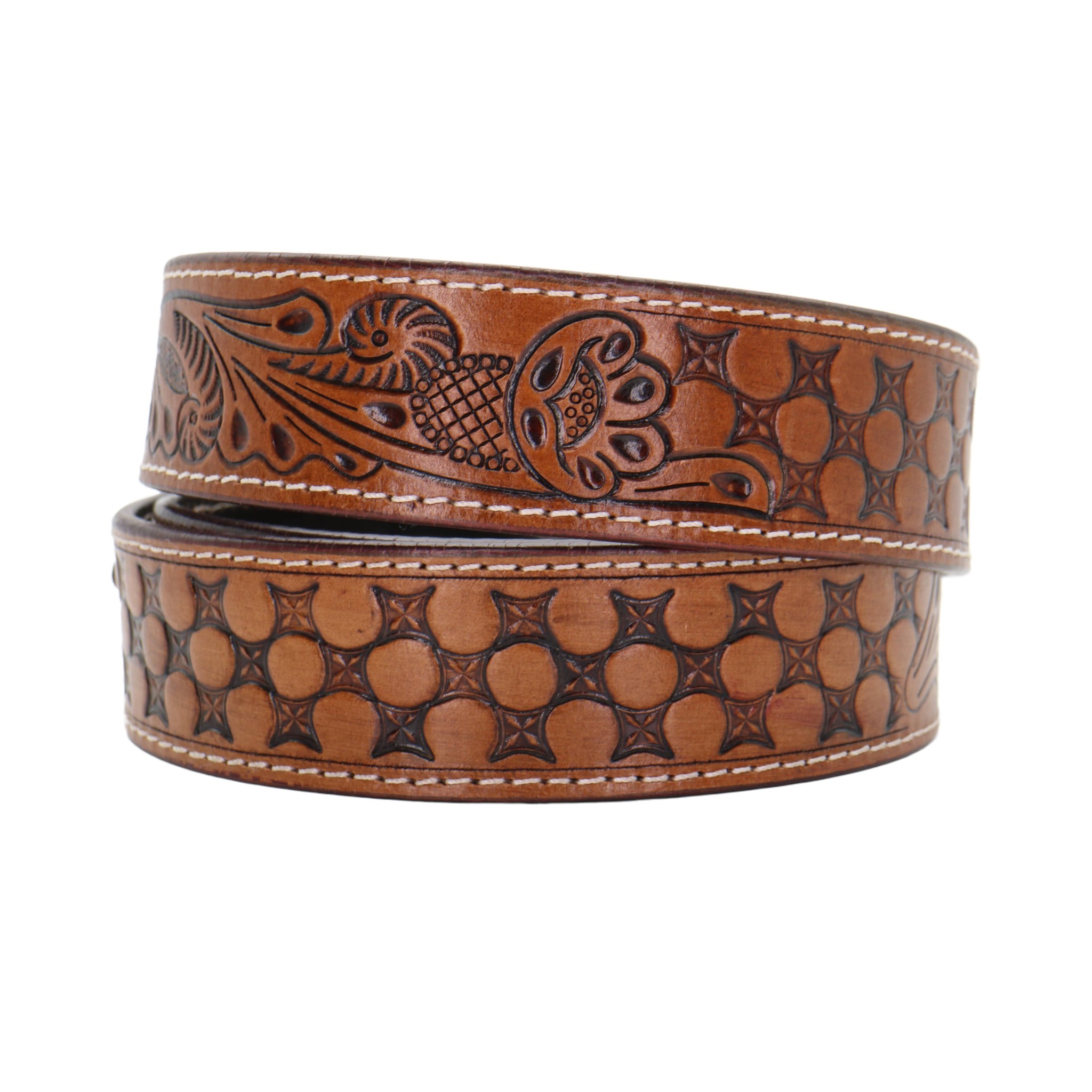 Buy 39mm Full Grain Leather Clydesdale Tan Leather Western Belt with ...