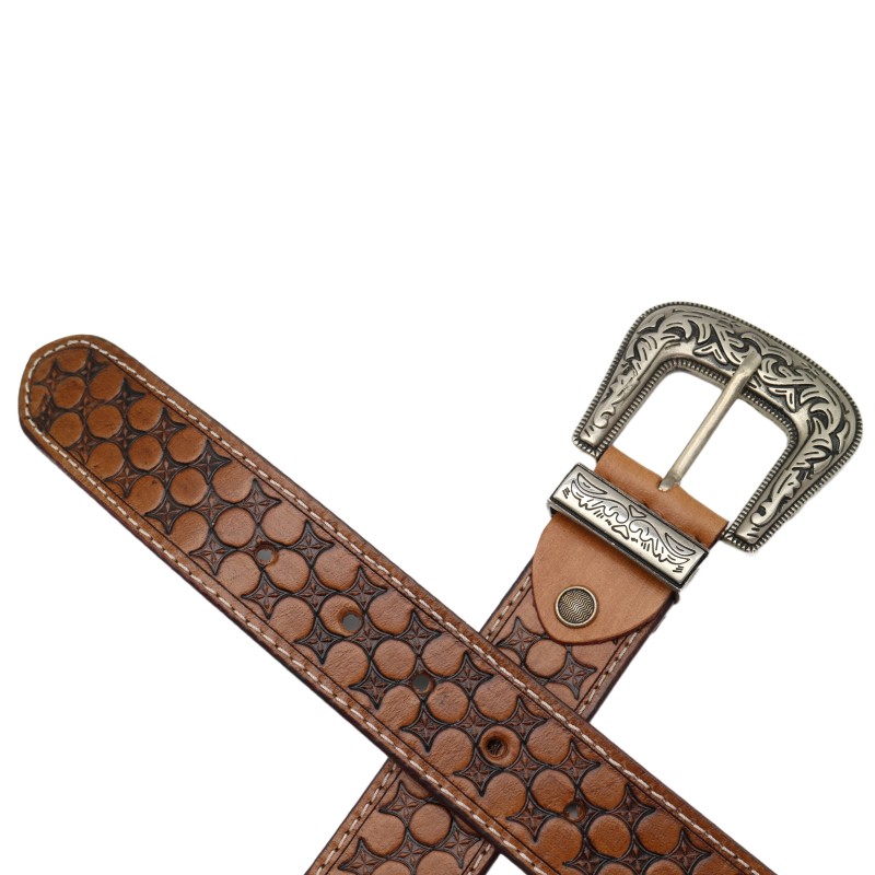 Buy 39mm Full Grain Leather Clydesdale Tan Leather Western Belt with ...