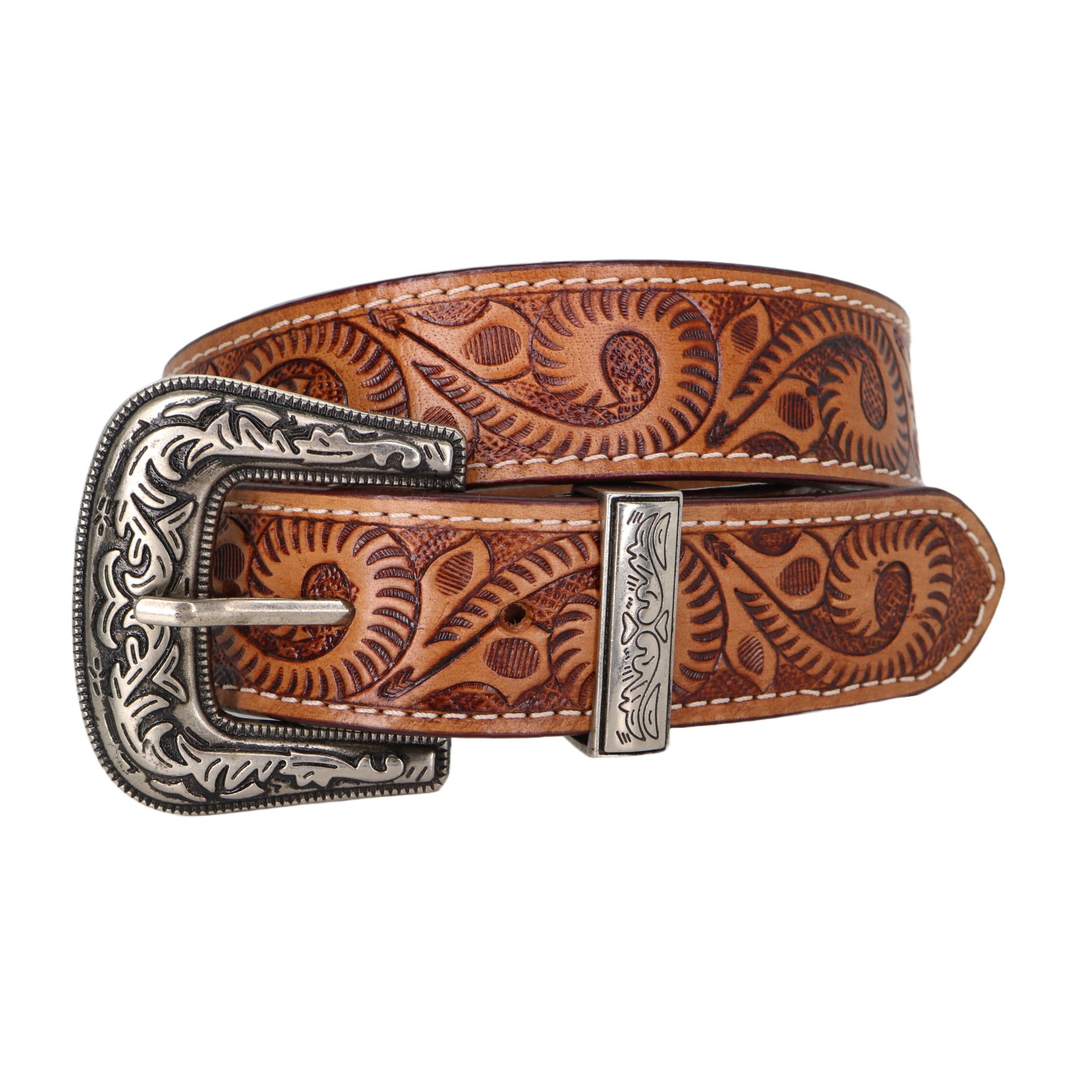 Buy 39mm Full Grain Leather Shetland Western Tan Leather Belt with ...