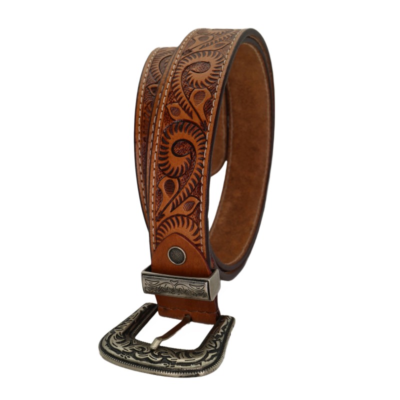 Buy 39mm Full Grain Leather Shetland Western Tan Leather Belt with ...