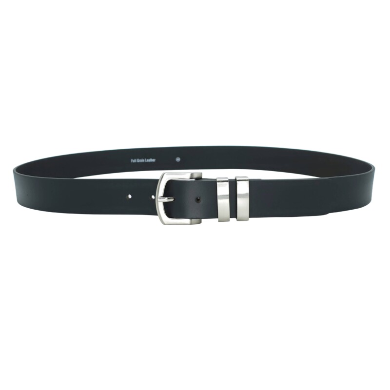 Buy 38mm Full Grain Double Keeper Black Leather Belt Online in Australia