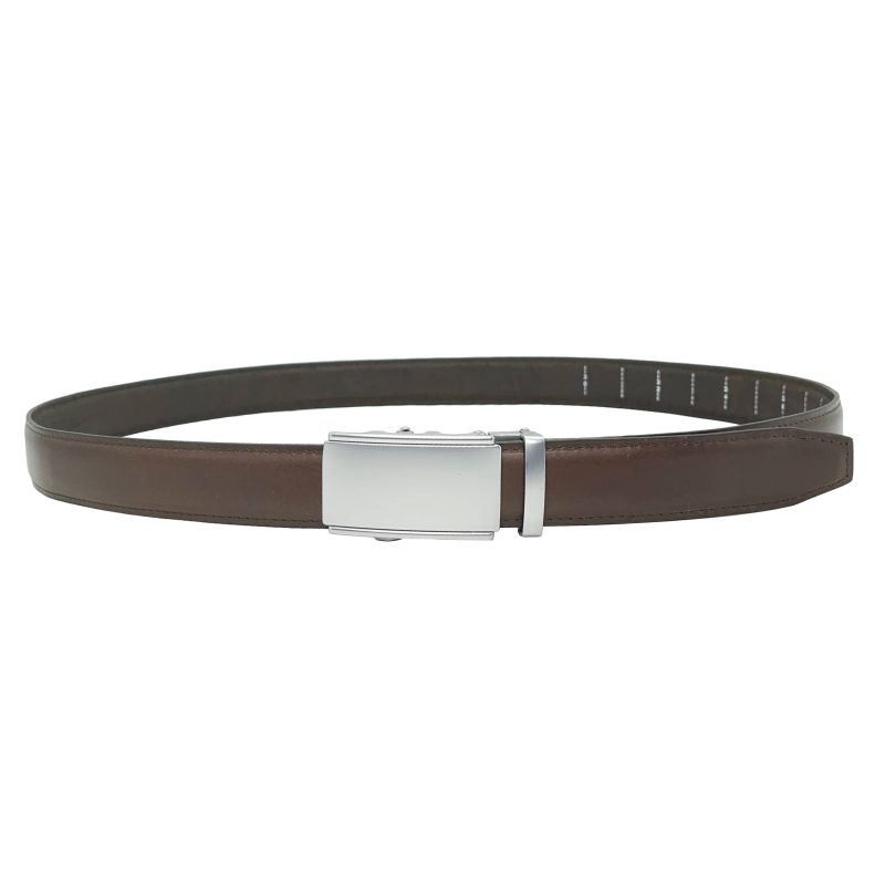 Buy 35mm Full Grain Leather Brown Auto Lock No Hole Ratchet Belt Online ...